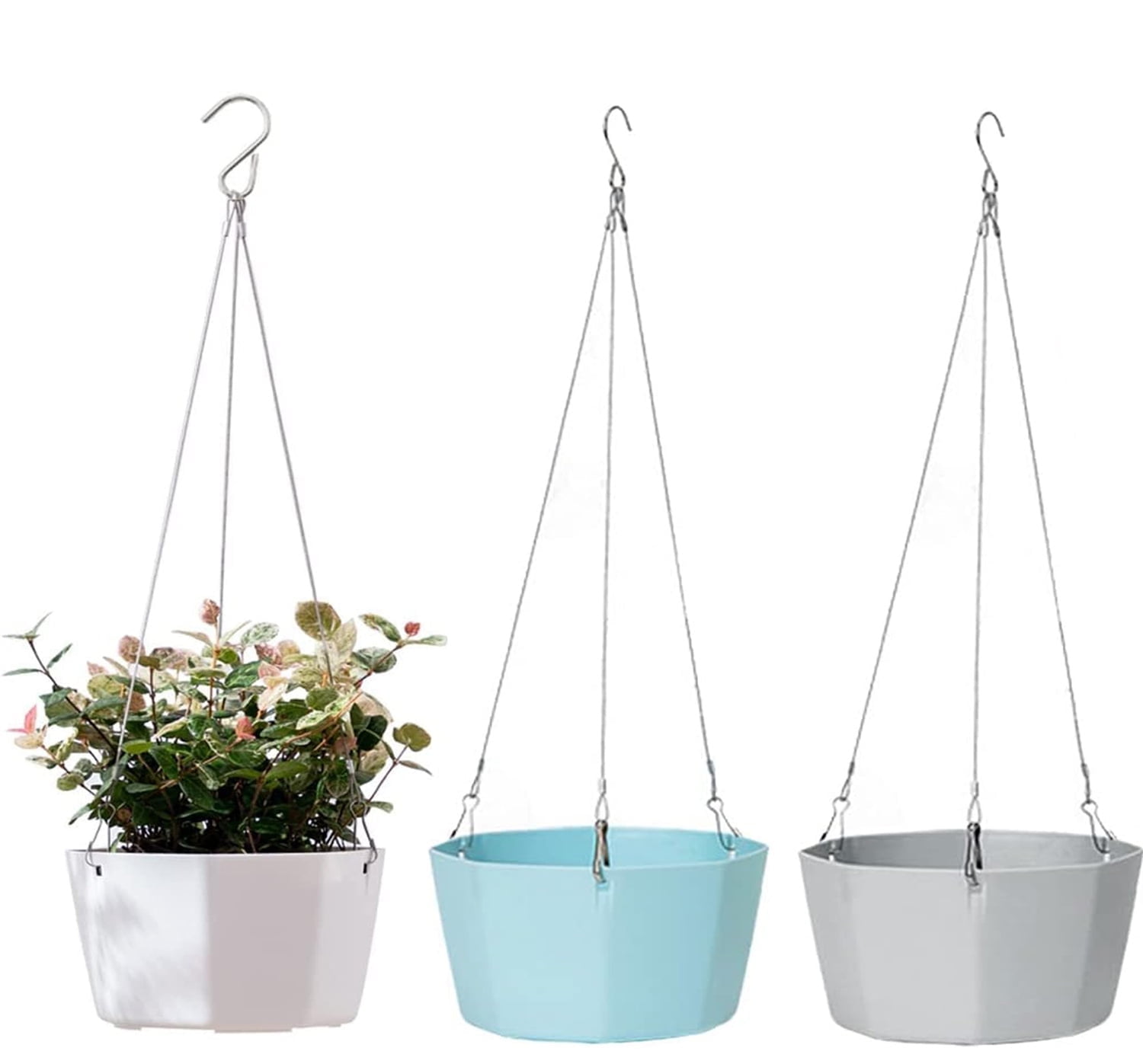 Bexikou 3 Pack 6inch Small Hanging Plant Pots,Hanging Flower Pot ...