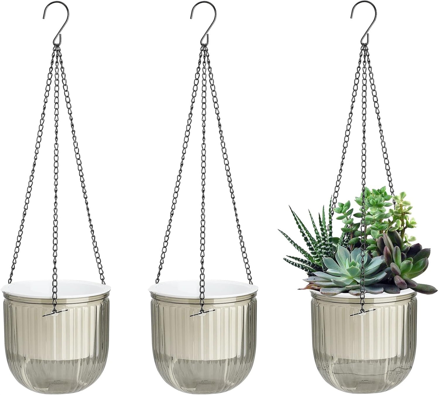 Bexikou 3 Pack Self Watering Hanging Planter,Indoor Hanging Plant ...