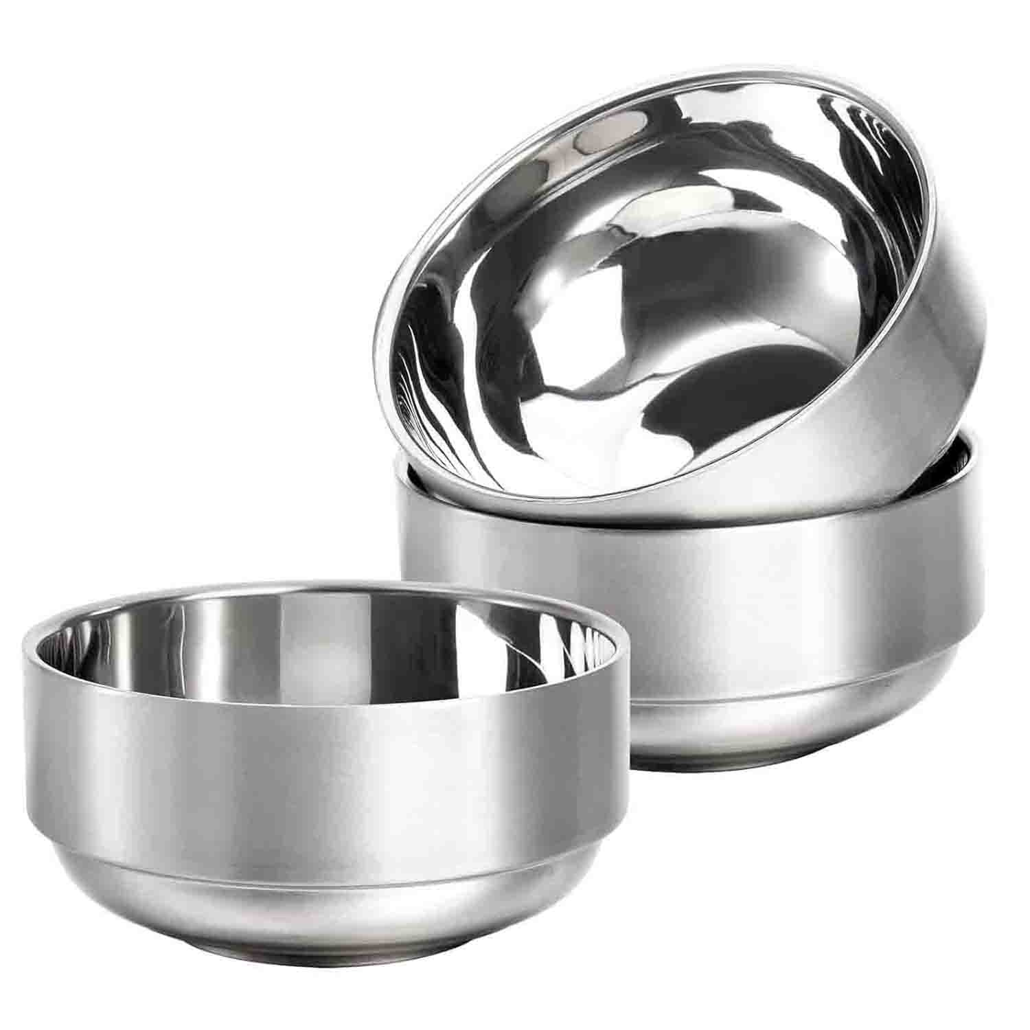 Bexikou 3 Pack Stainless Steel Bowls,Double Walled Insulated Soup Bowls ...