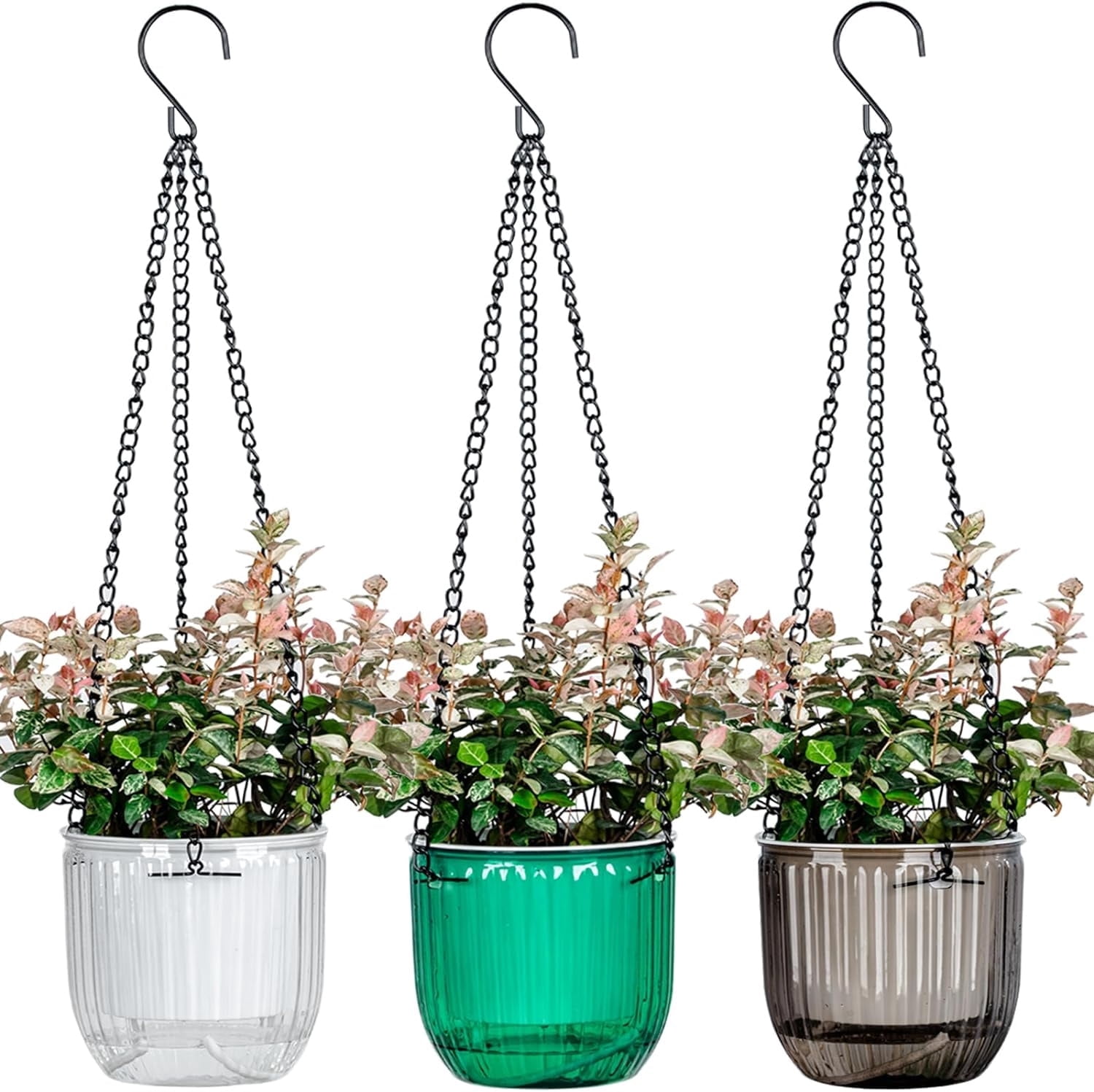 3 Pack Self Watering Hanging Baskets,Bexikou Hanging Flower Pots with ...