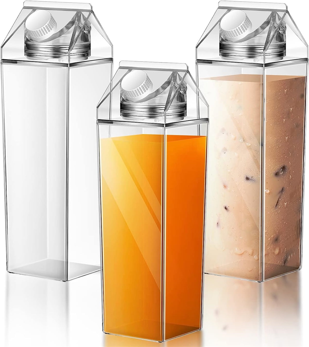 Bexikou 34Oz Milk Carton Water Bottles,Plastic Clear Milk Carton Cups ...