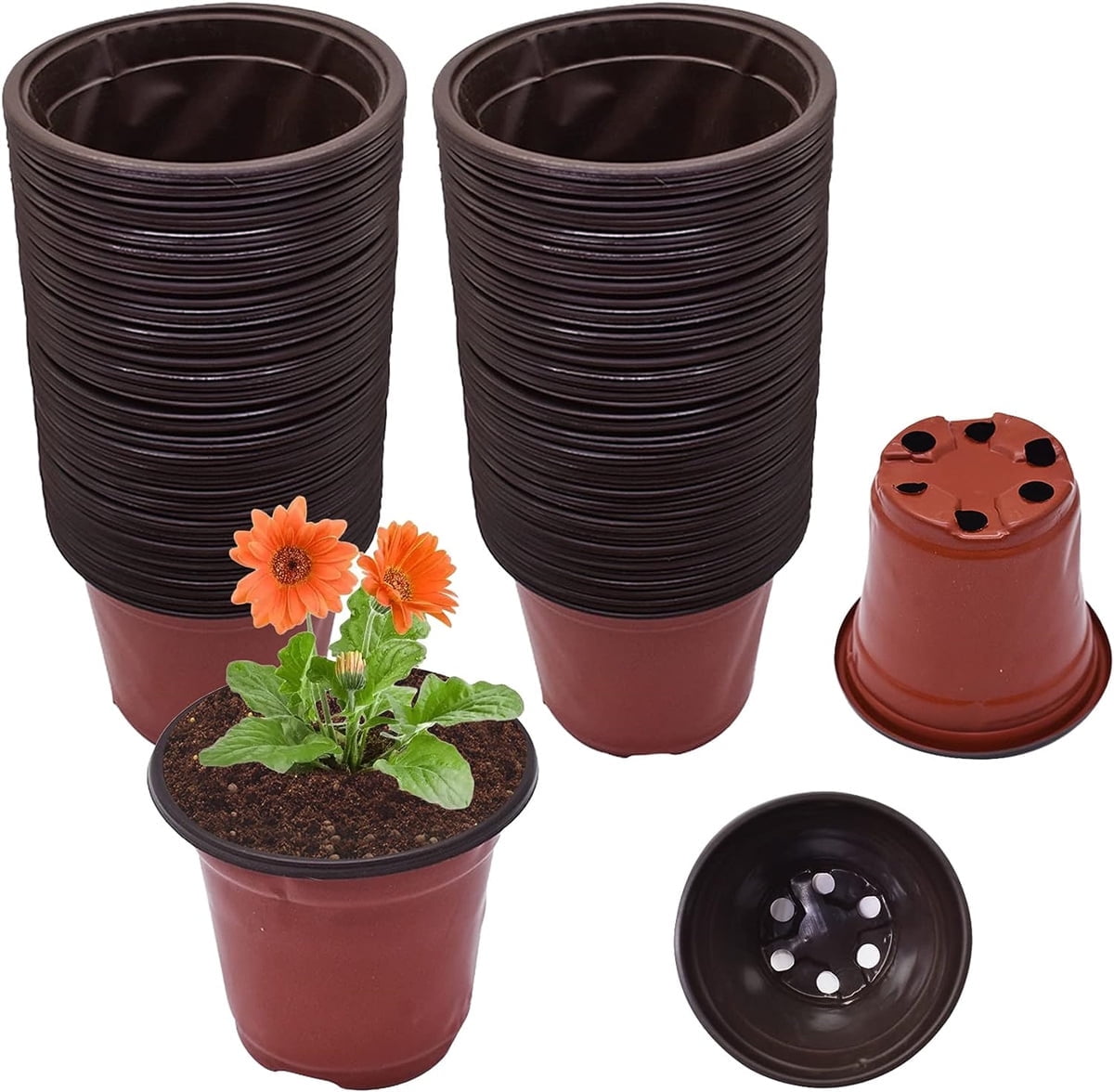 Bexikou 4 Mini Plastic Plant Nursery Pots 50pcs Seed Starting Pot Flower Container For