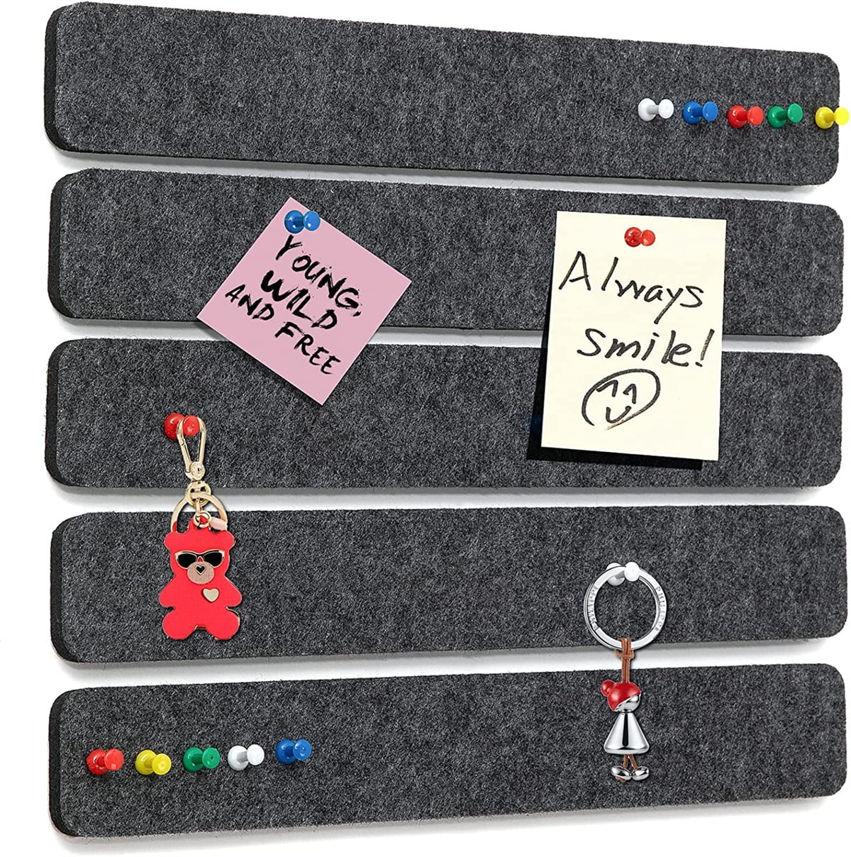 Bexikou 5 Pack Felt Strips 33cm Pin Board Bar Strips Self-Adhesive ...