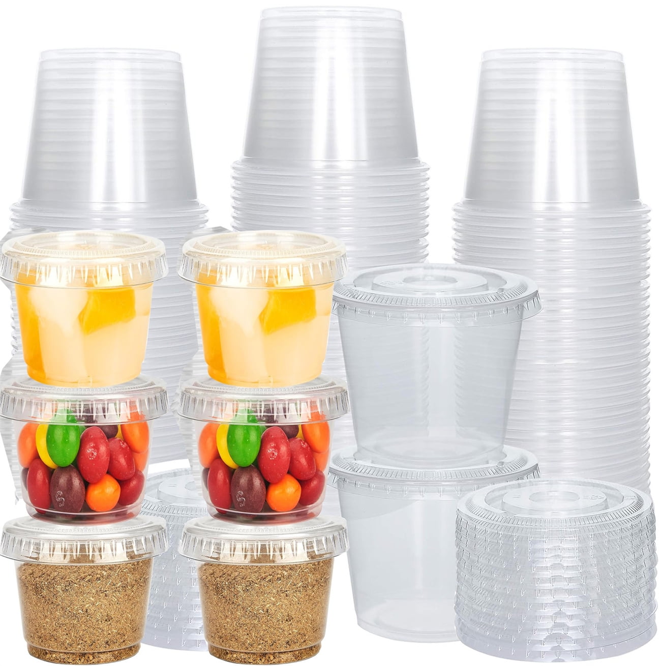 Bexikou 50 Sets 5.5 oz Jello Shot Cups,Snack Portion Cups,Clear Plastic ...