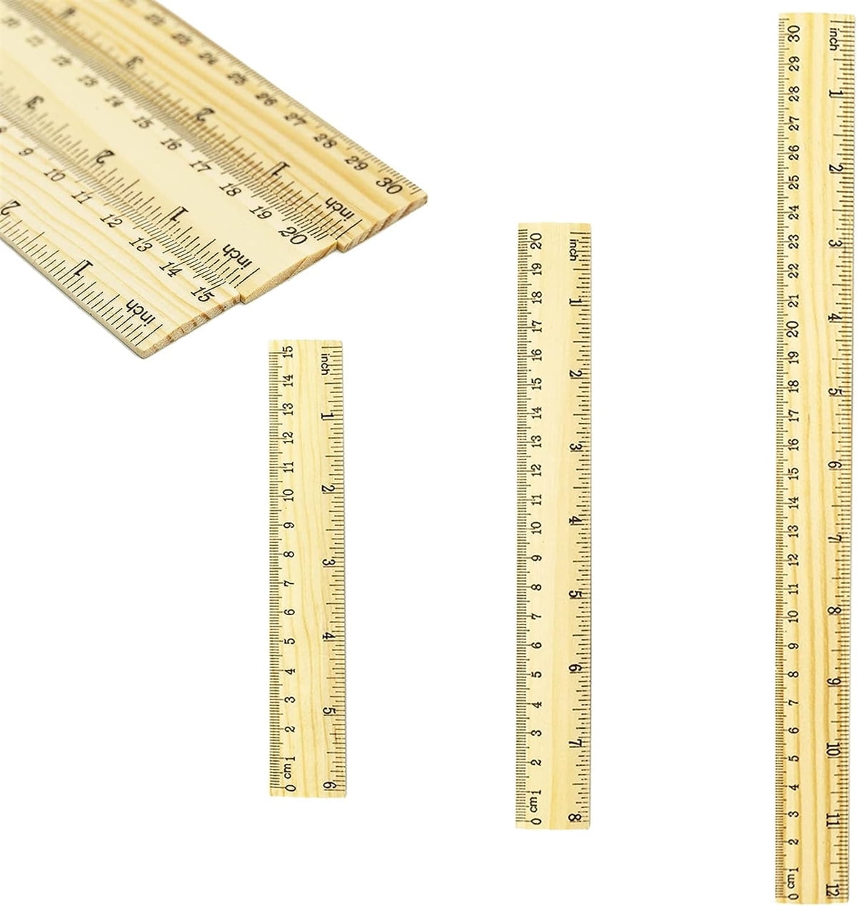 Bexikou 6 PCS Wooden Ruler, Flat Ruler Vintage Ruler Teaching Ruler ...