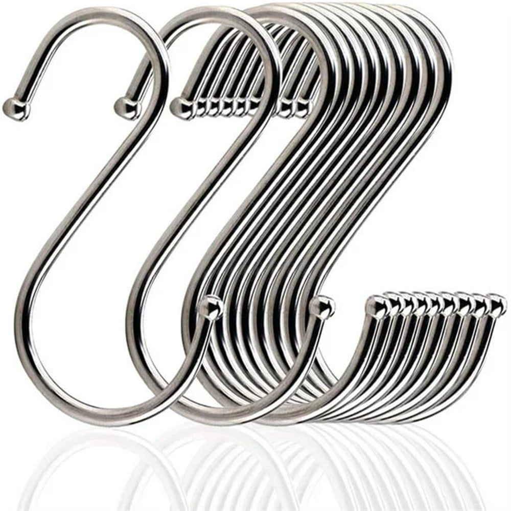 Bexikou 6-Pack Large S Hooks, Heavy-Duty 304 Steel, Kitchen Hanging ...