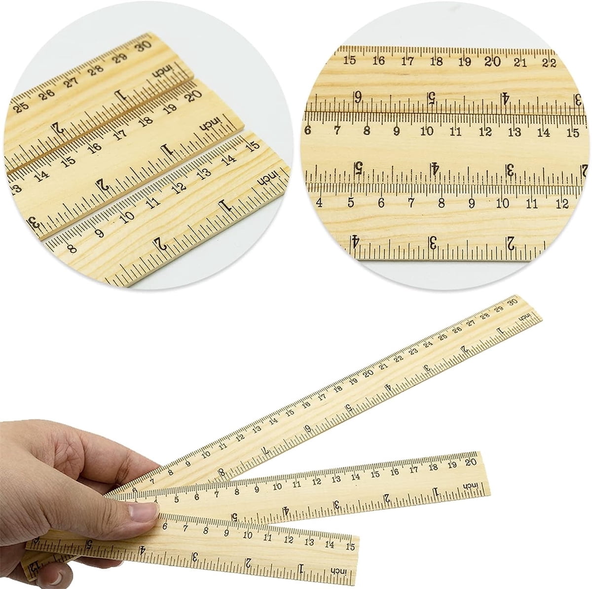 Bexikou 6 Pcs Straight Wooded Ruler,Wooden Ruler Double Scale Rulers ...
