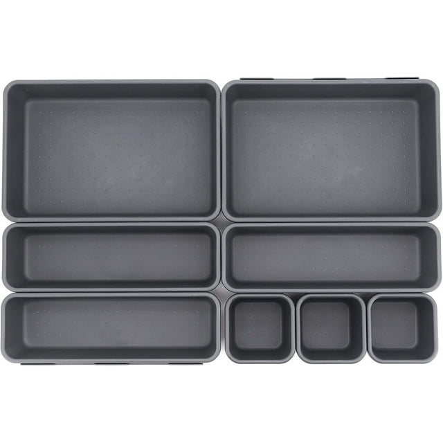 Bexikou 8-Piece Stackable Drawer Organizer Set, Rectangle Stackable ...