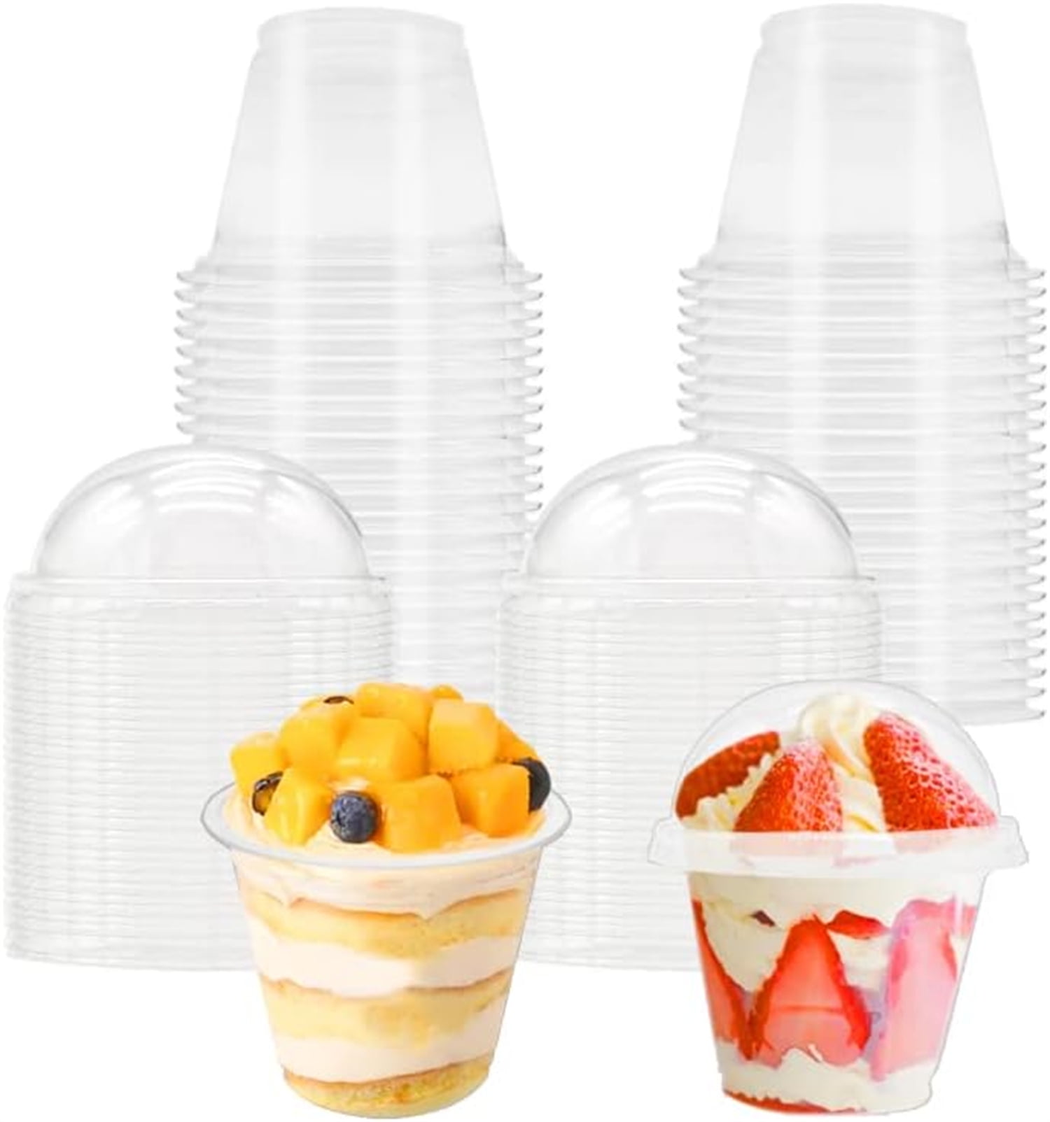 Bexikou 8oz Clear Plastic Cups with Lids,25 Sets Fruit Cups for Party ...