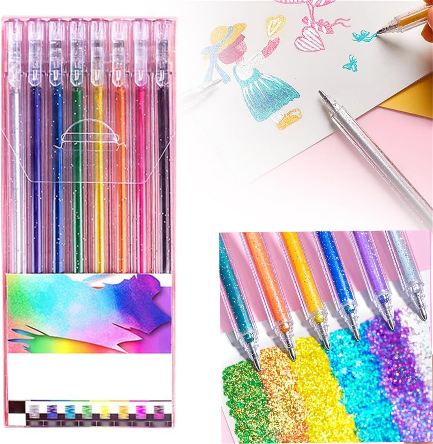 Bexikou Glitter Pen Set for Coloring -Fine Sparkle Markers Colorful Art ...