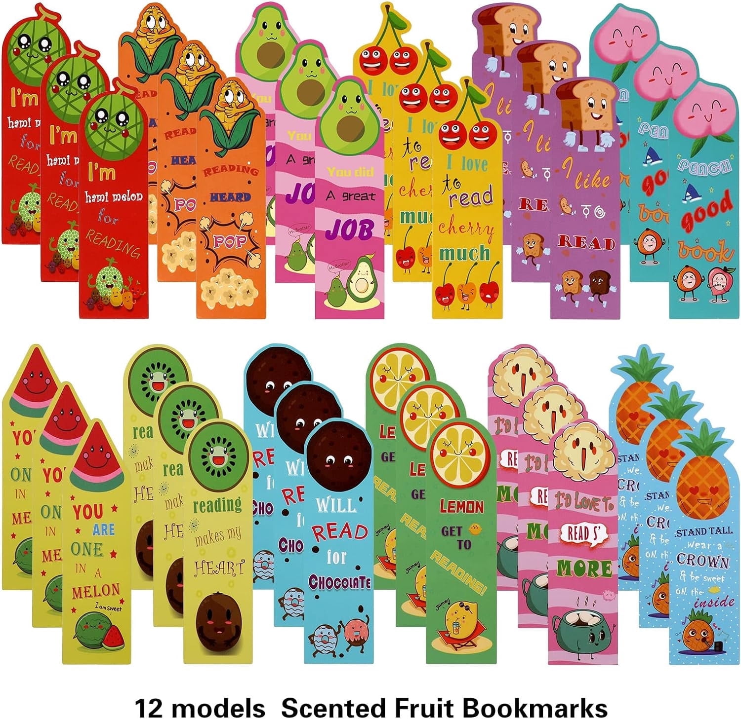 Bexikou Paper Bookmark for Kids Scented Bookmark 12 Styles Cute Fun ...