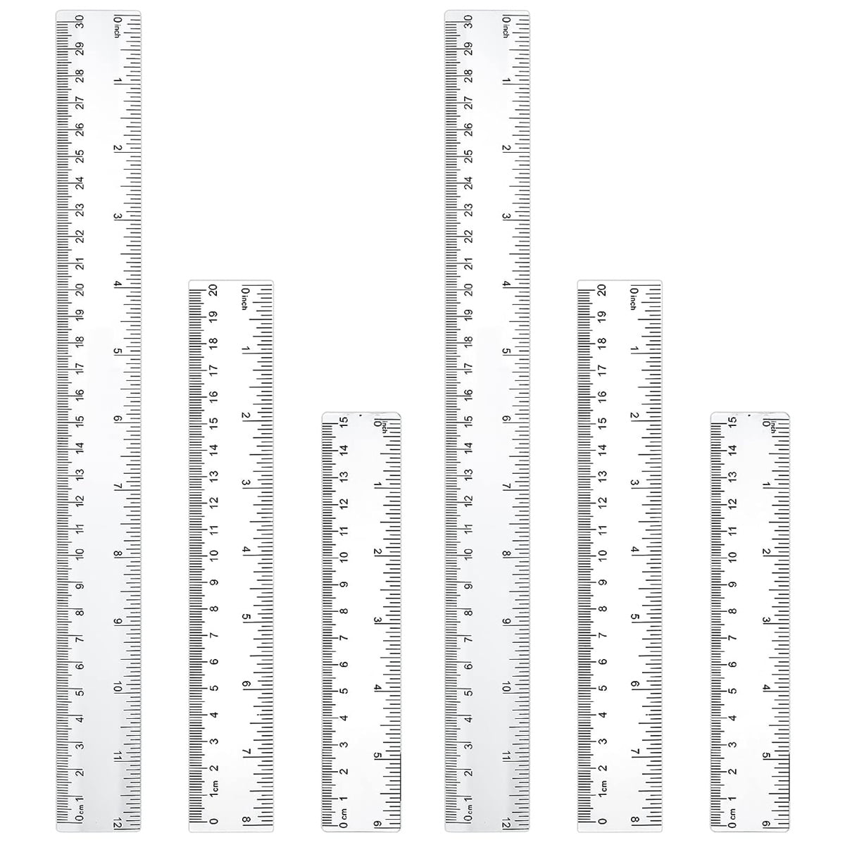 Bexikou Plastic Clear Rulers Pack of 6, Office use Measuring Tools ...