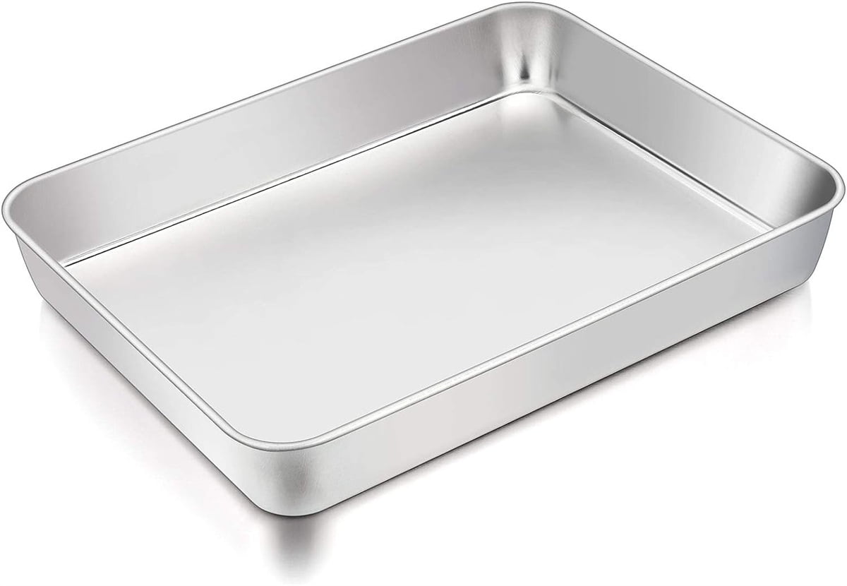 Bexikou Small Oven Tray, Stainless Steel Tray Bake Cake Tin Rectangle ...