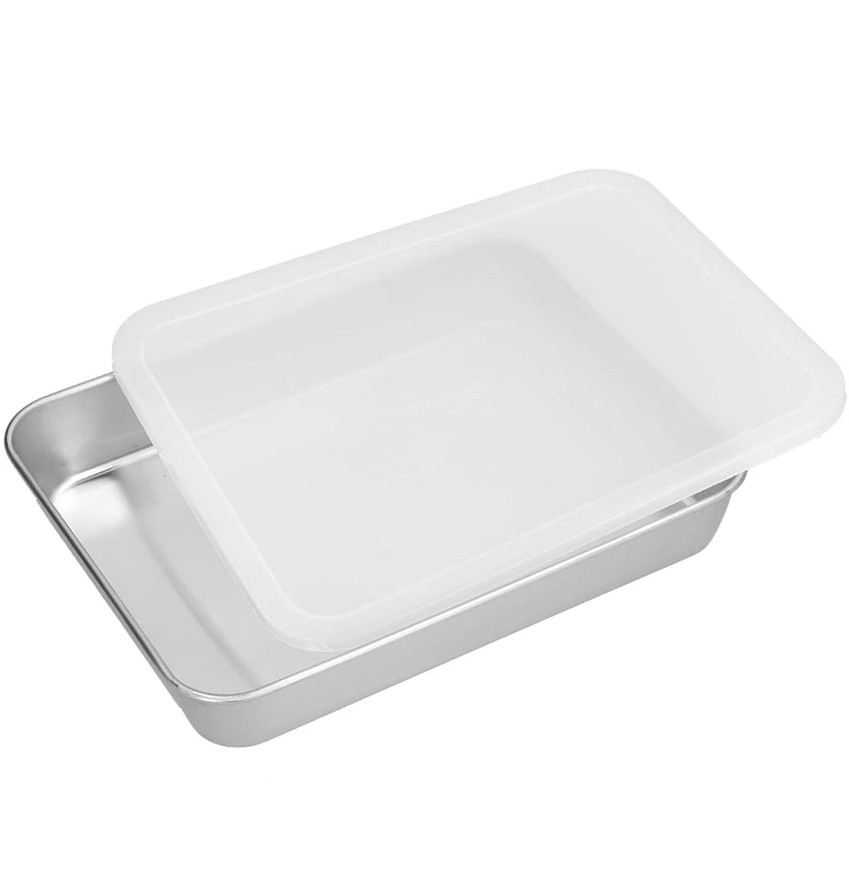 Bexikou Stainless Steel Baking Pan with Lid, Rectangle Sheet Cake Pans ...