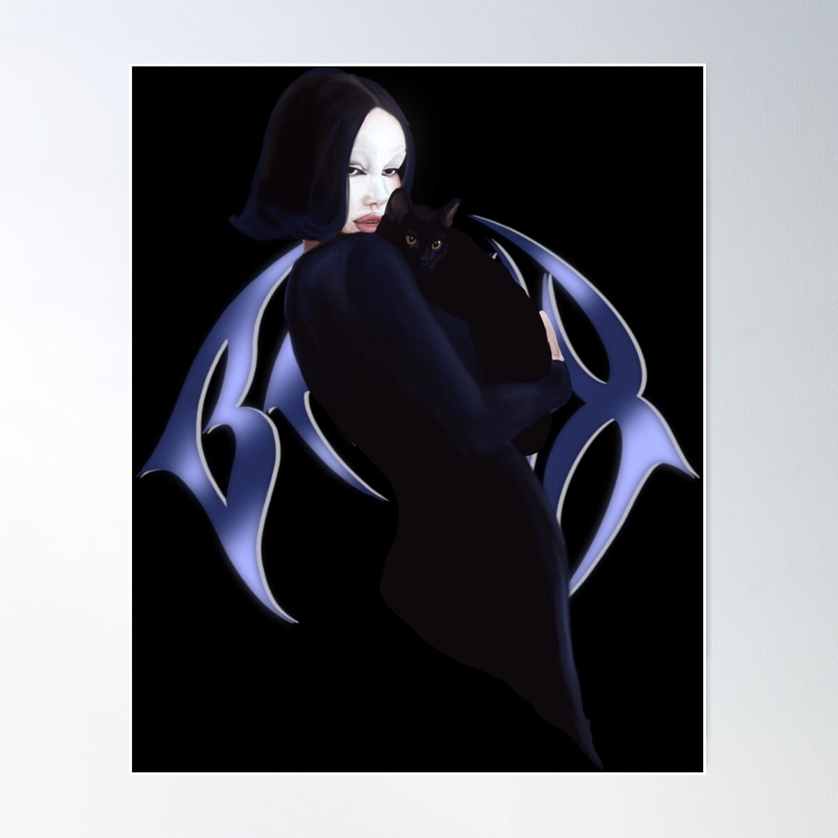 Bexxx Goth Woman Holding Black Cat Witchy Poster Wall Art Bedroom Wall ...
