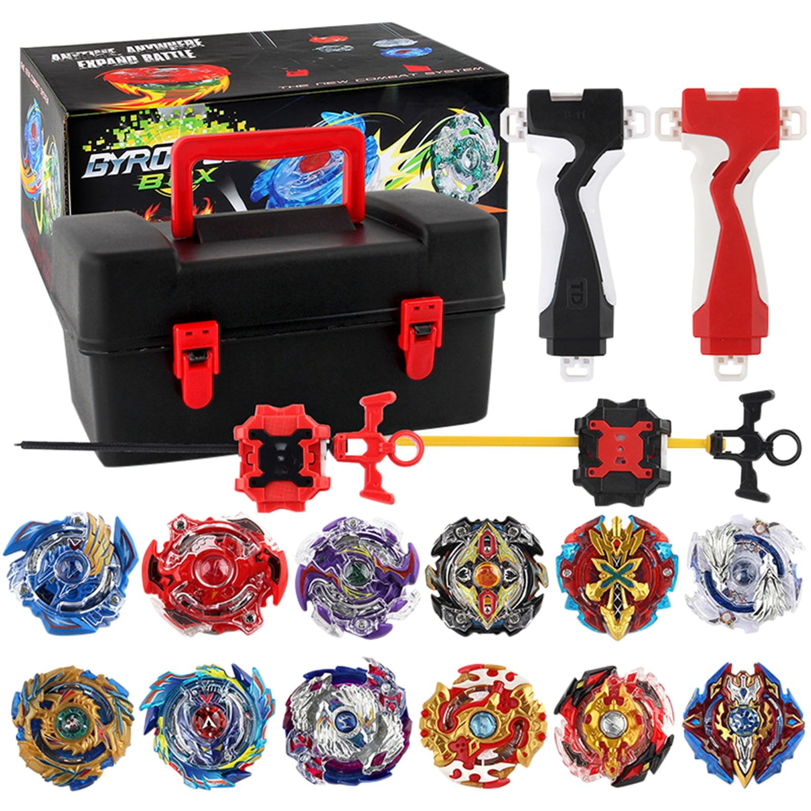 Bey Battling Top Toy Blade Set 12 Spinning Tops 3 Launchers Metal Fusion Gyro Game with Portable ...