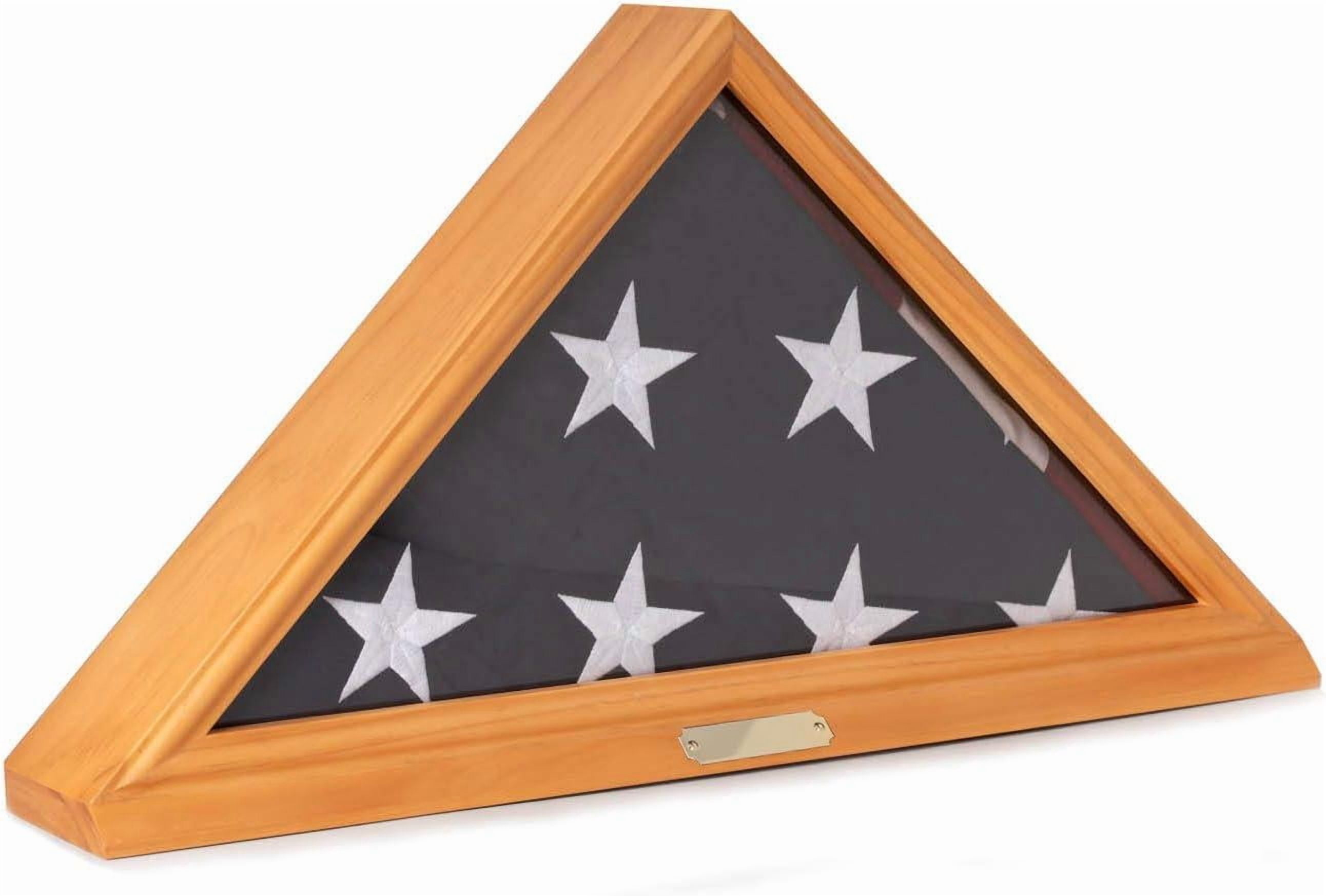 Bey-Berk Custom Personalized Solid Wood Triangle Glass Front Flag ...