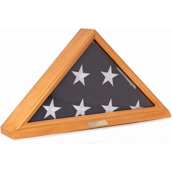 Bey-Berk Custom Personalized Solid Wood Triangle Glass Front Flag ...