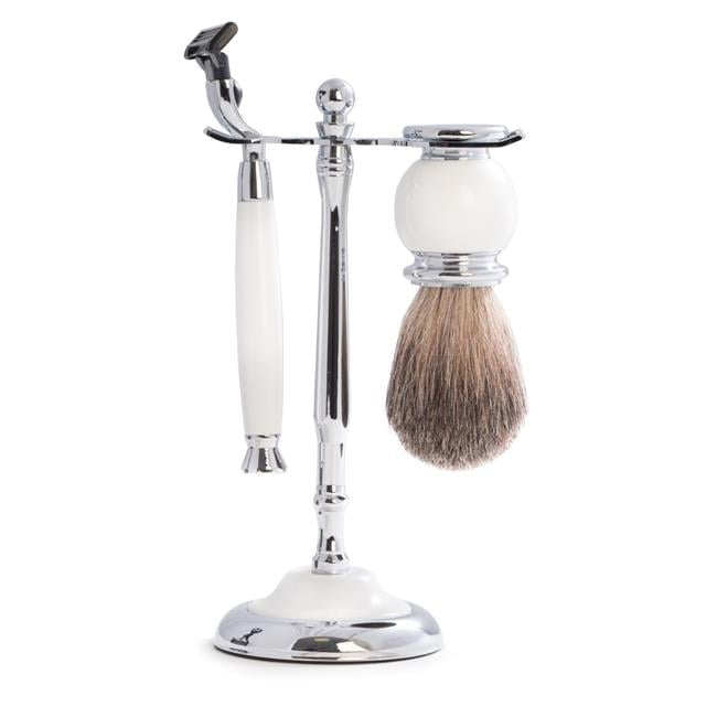 Bey-Berk International BB03 Mach3 Razor & Pure Badger Brush - Chrome ...