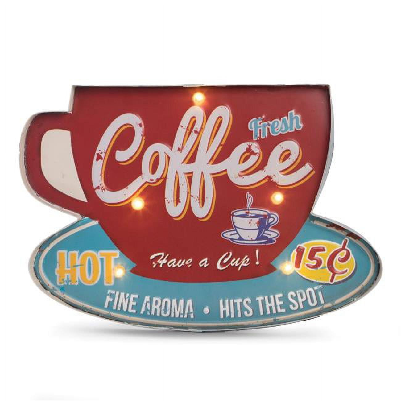 Bey-Berk International Coffee LED Lighted Metal Sign - Multi Color ...