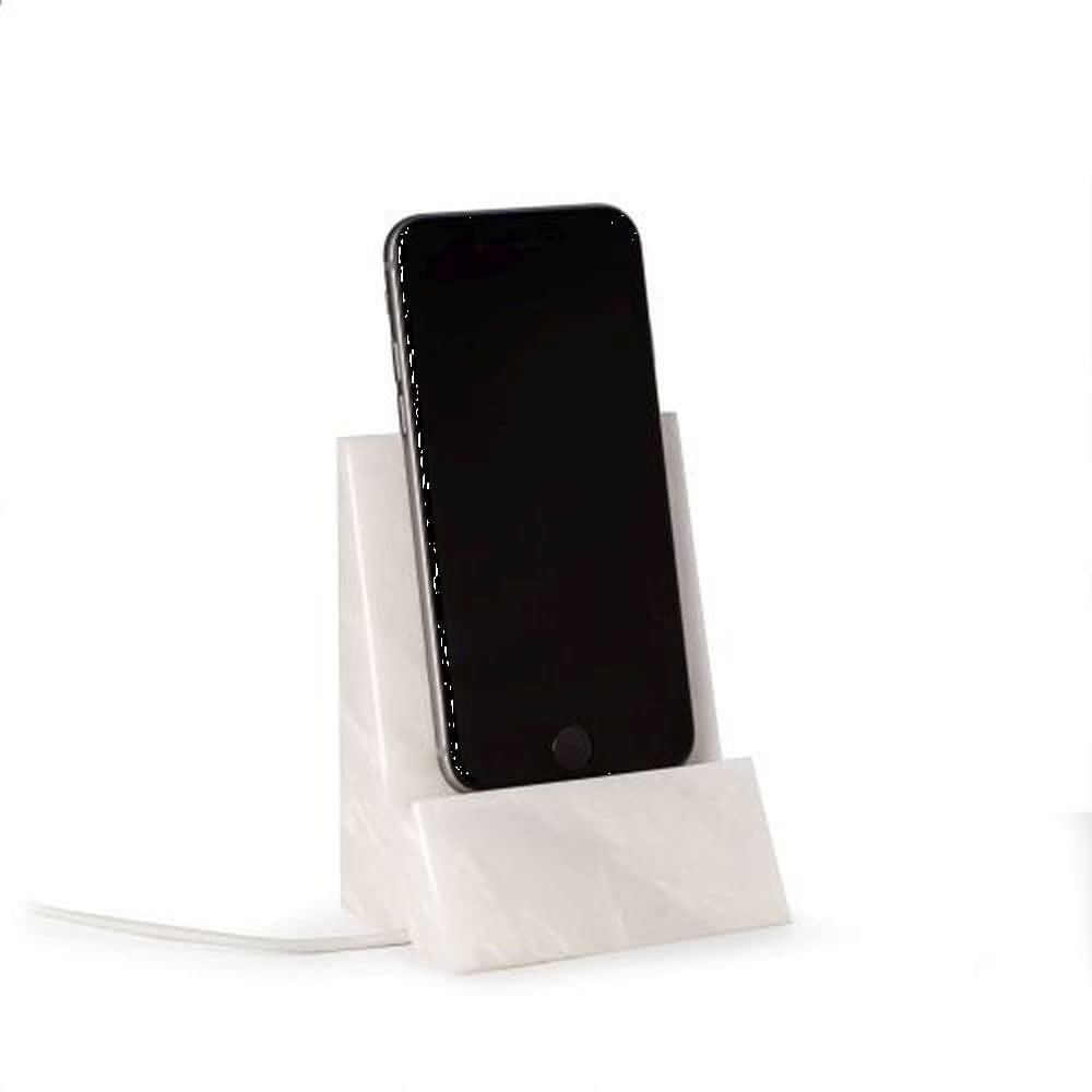 Bey-Berk White Marble Desktop Phone/Tablet Cradle with a Pass-Thru Hole ...