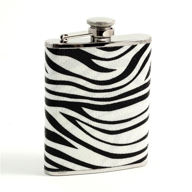 Bey-Berk International FS456 6 oz Stainless Steel Zebra Pattern Flask ...