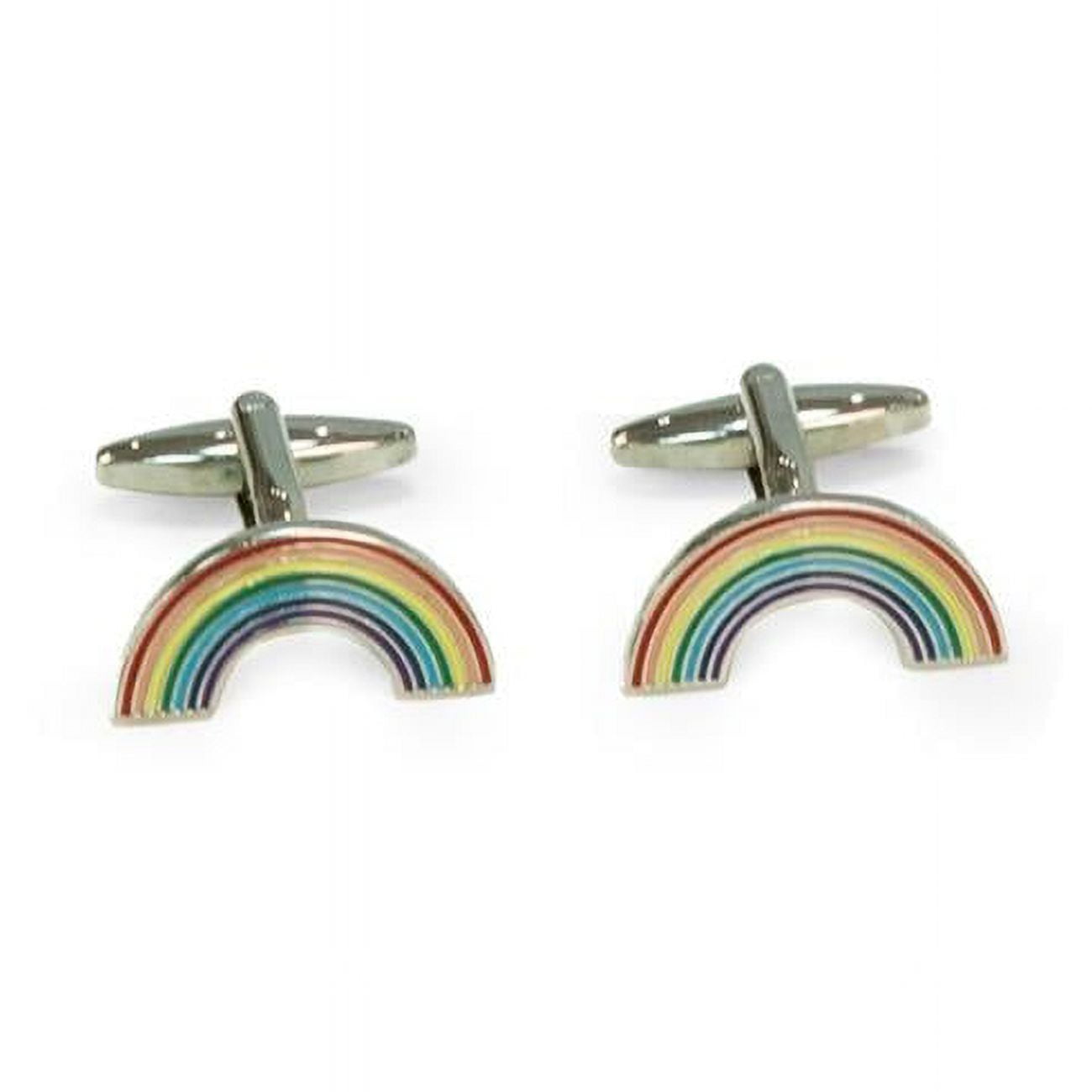 Bey-Berk International J276 Rhodium Plated Rainbow Cufflinks - Multi Color - Walmart.com