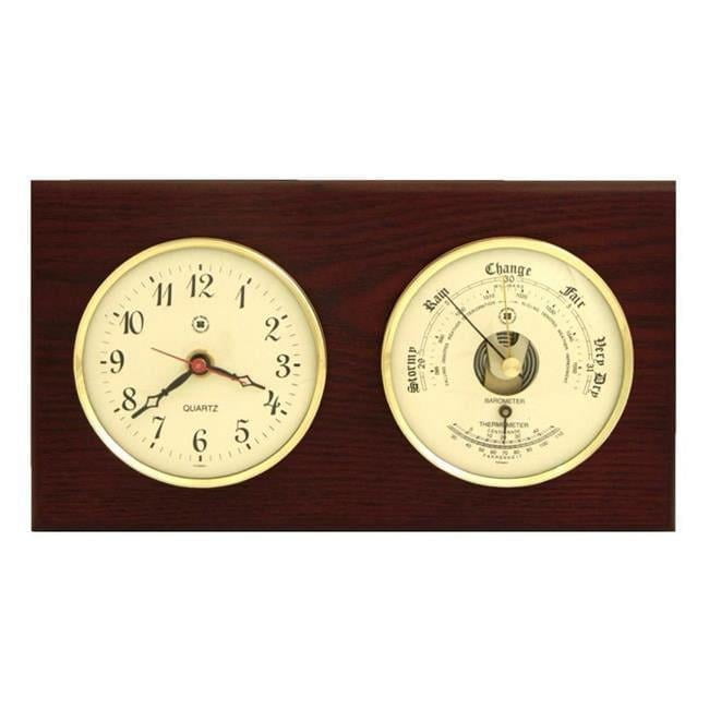Bey-Berk International WS213 Brass Clock & Barometer with Thermometer ...