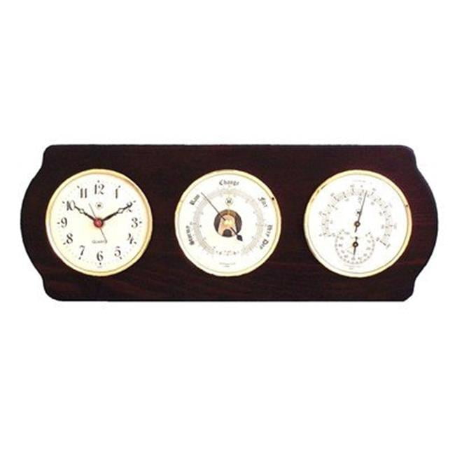 Bey-Berk International WS414 Brass Quartz Clock Barometer Thermometer ...