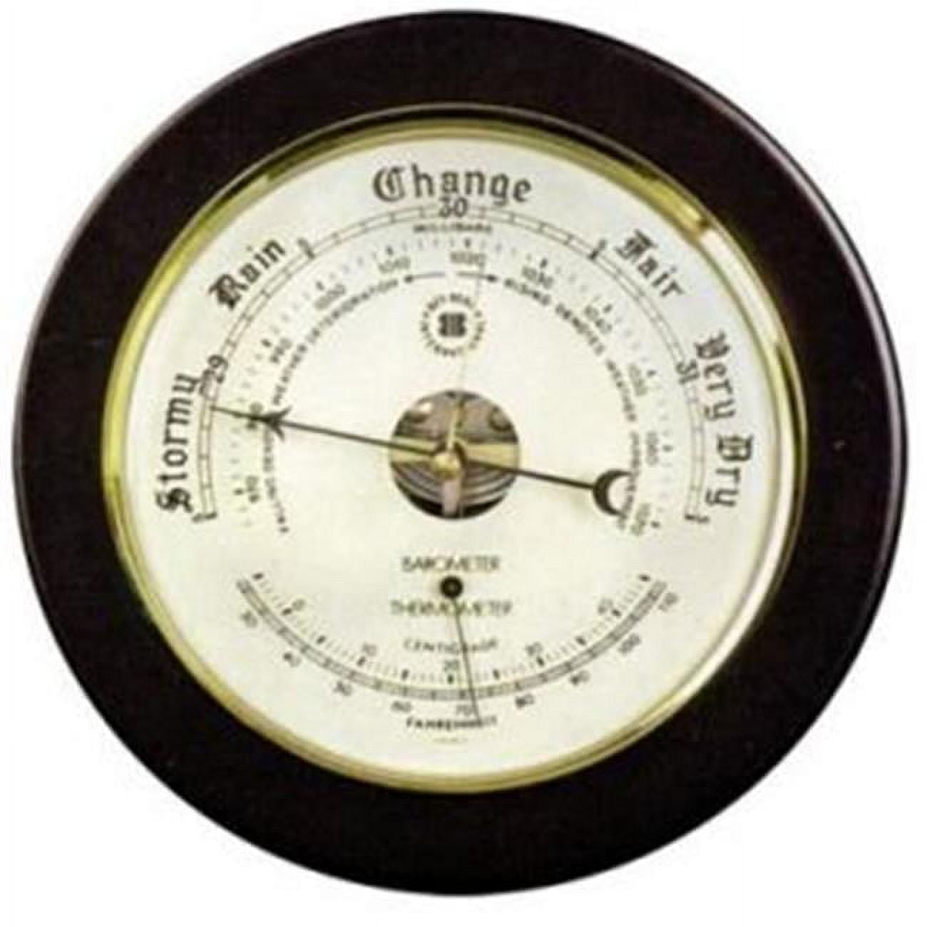 Bey-Berk Keota Barometer and Thermometer - Cherry Wood/Brass - 9-inch ...