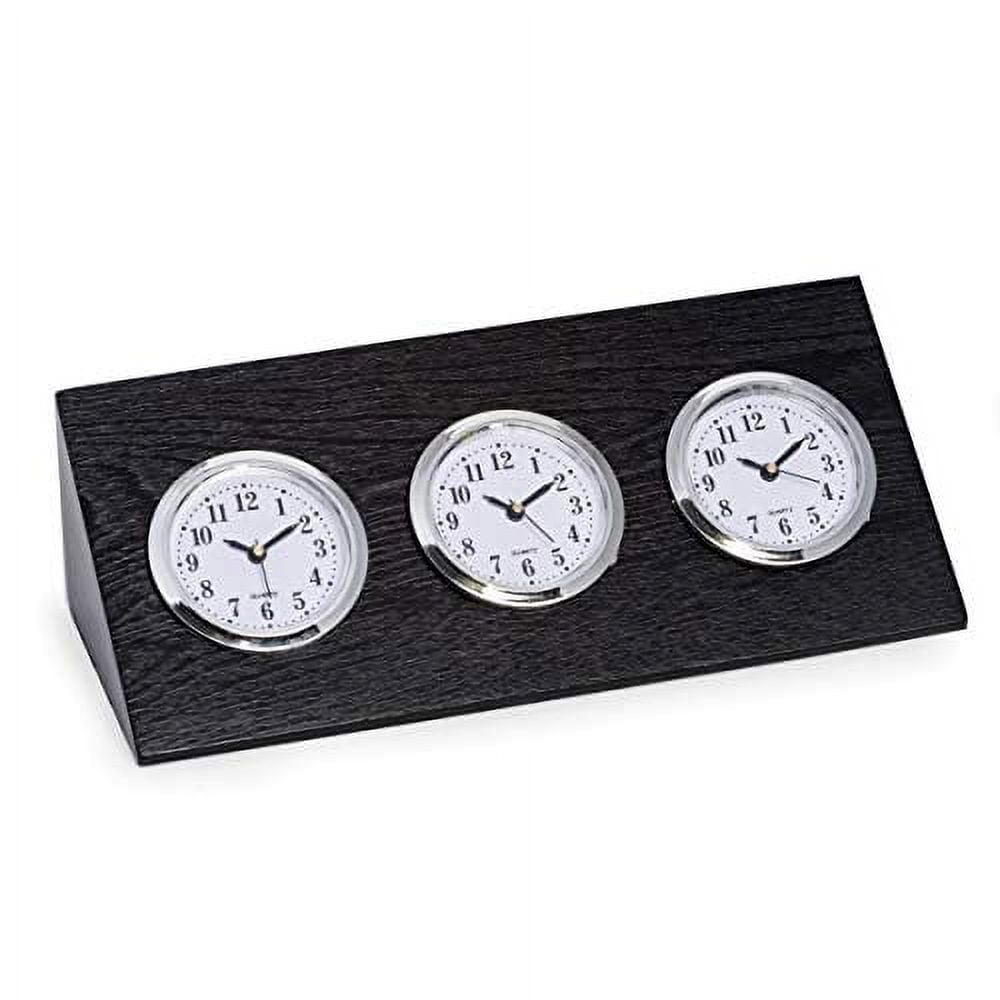 Bey-Berk Triple Time Zone Clock in Black Wood - Walmart.com