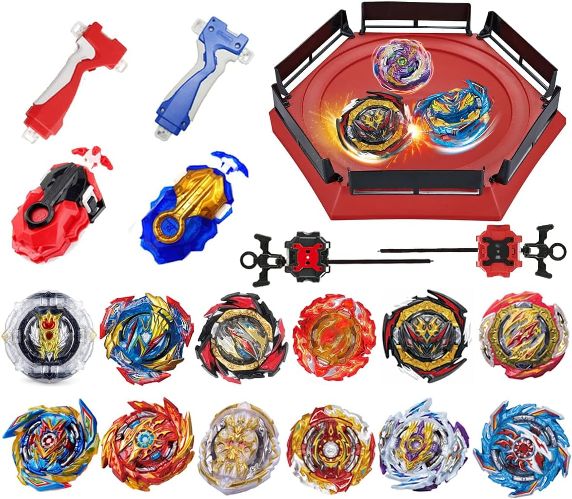 Bey Burst Gyro Toy Set with Arena Metal Fusion Attack Top Grip Toy ...
