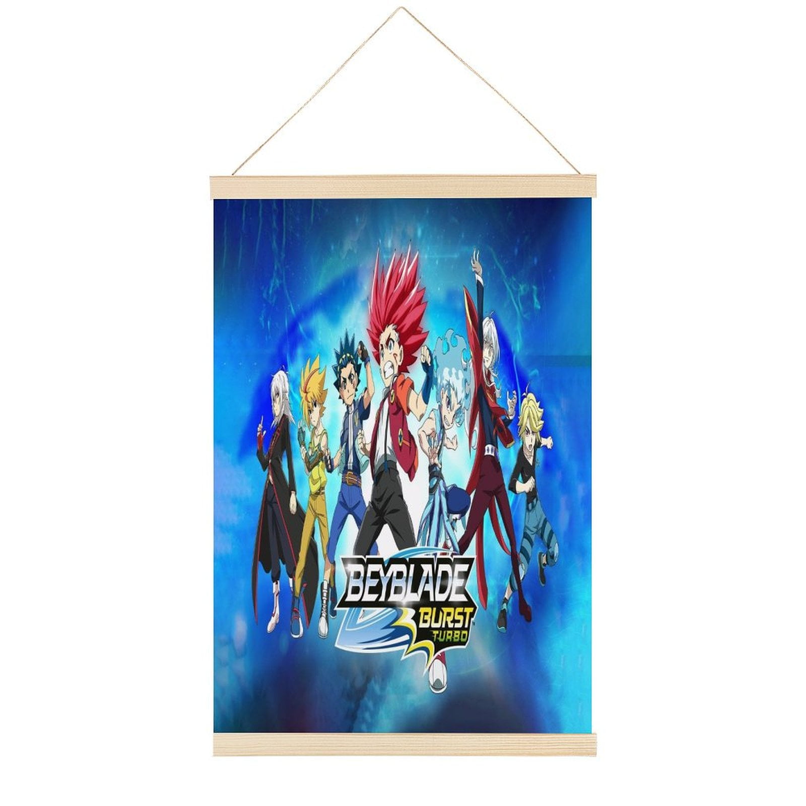 Bey-blade Burs Scroll Poster Wall Fabric Decor Hanging Paintings Wood ...
