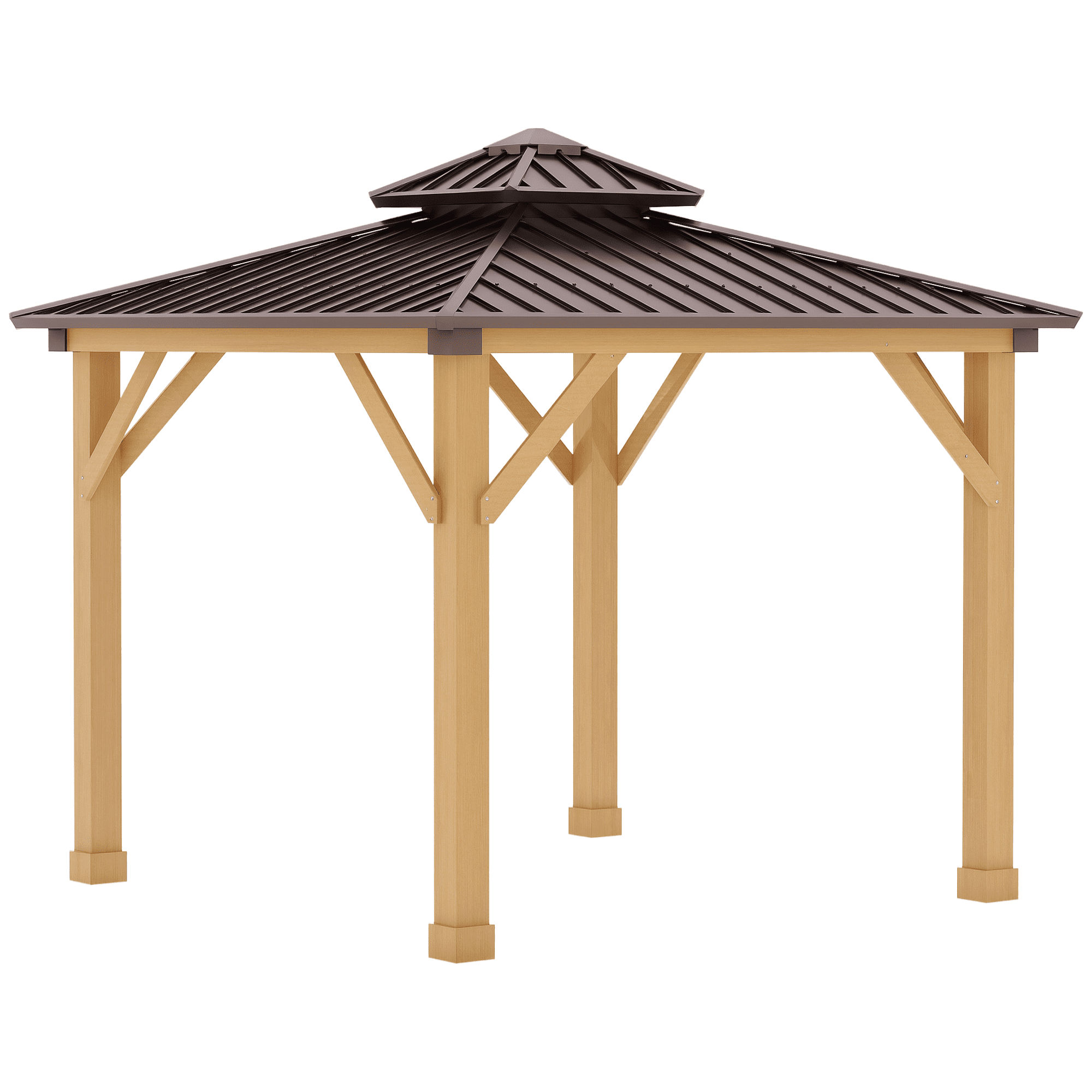 Beyamis 10' x 10' Hardtop Gazebo - Galvanized Steel Double Roof, Wooden ...