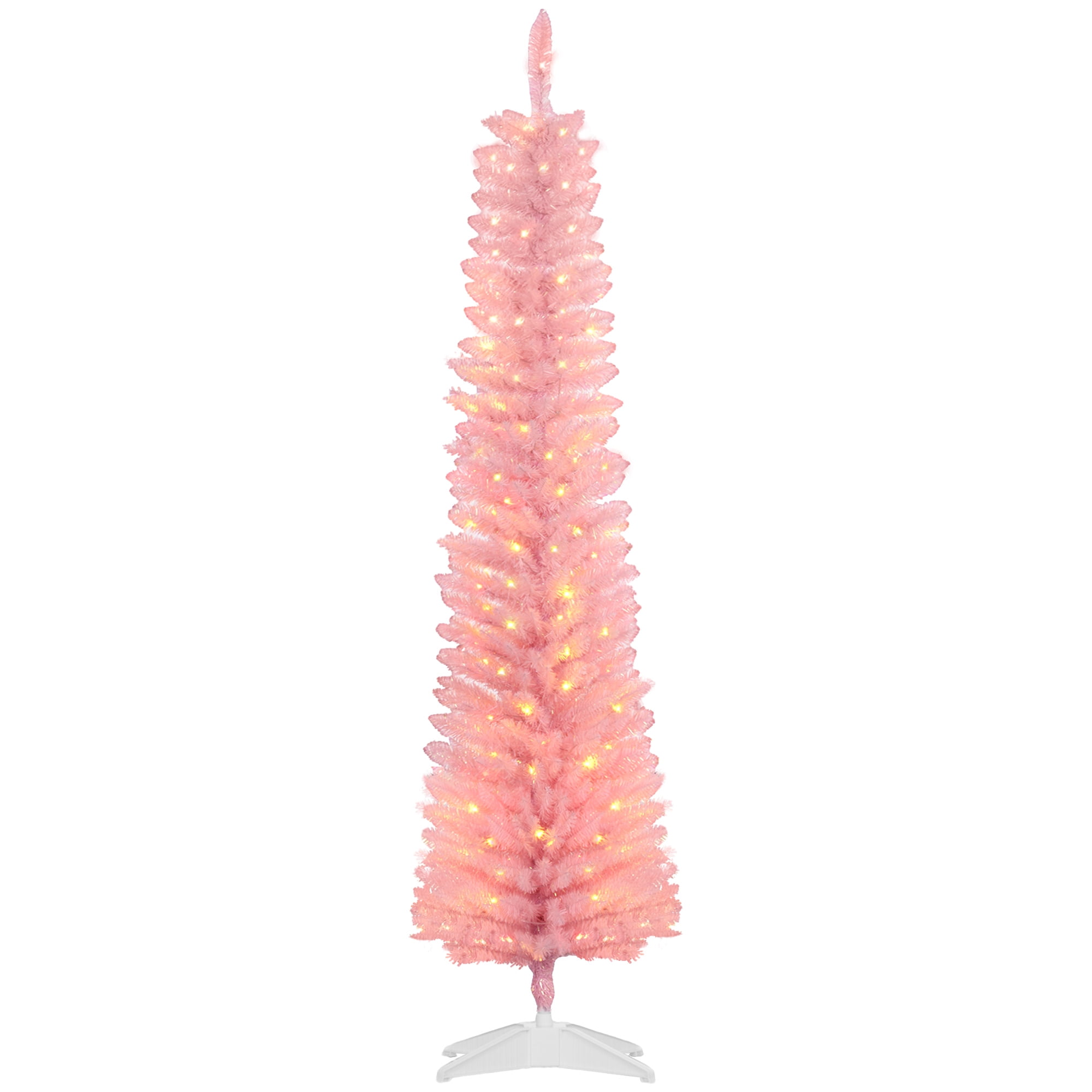 Beyamis 5Ft Pre-Lit Pink Pencil Tree - Colorful Branches, Colorful Leds ...