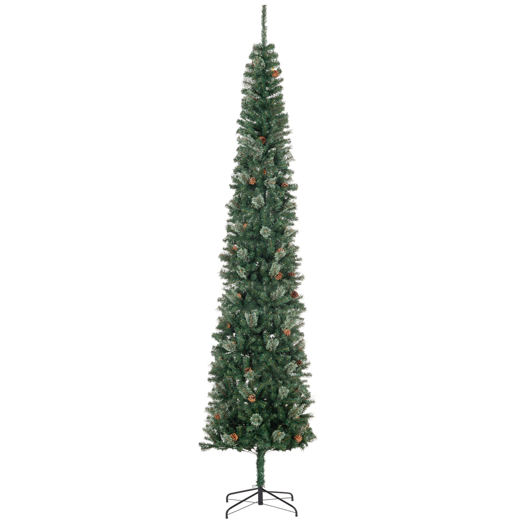 Beyamis 9.5Ft Green Slim Pencil Tree - Realistic Branches, Pine Cones ...
