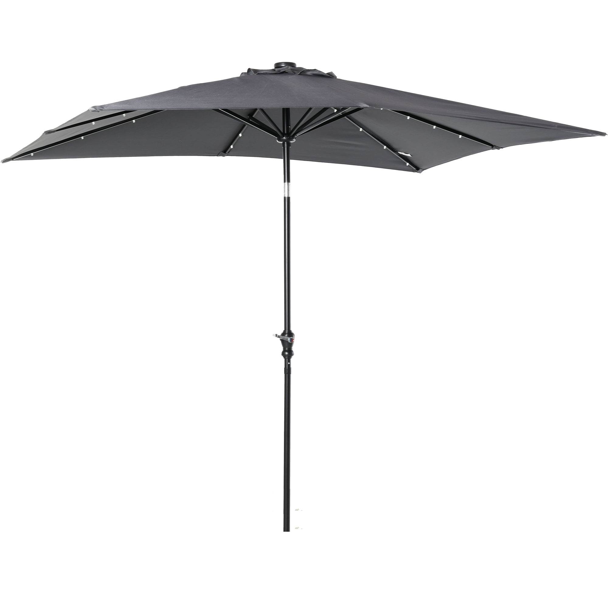 Beyamis 9' x 7' LED Lighted Solar Umbrella - Tilt & Crank Design, Fits ...