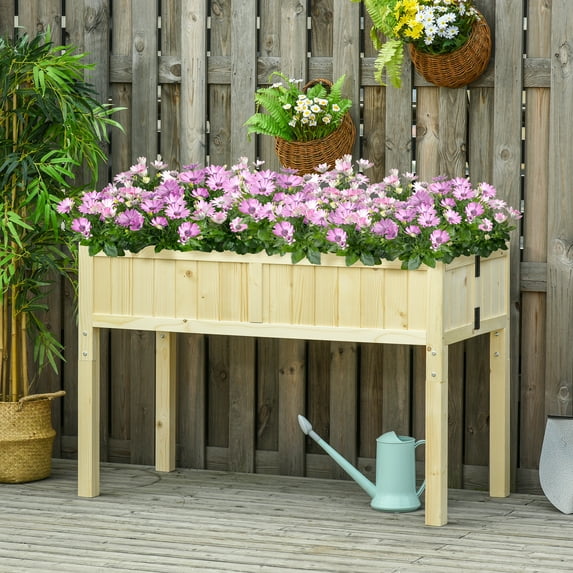 Beyamis Raised Garden Bed Spring, Elevated Wooden Planter Box with ...