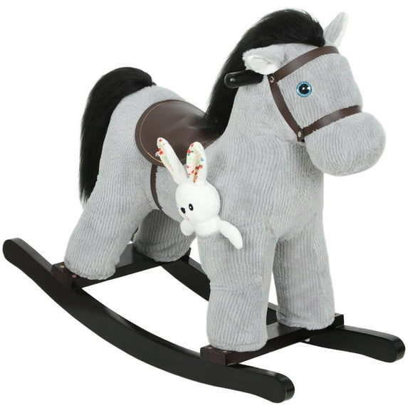 Beyamis Rocking Horse for Toddlers - Plush Ride-On Toy with Realistic ...