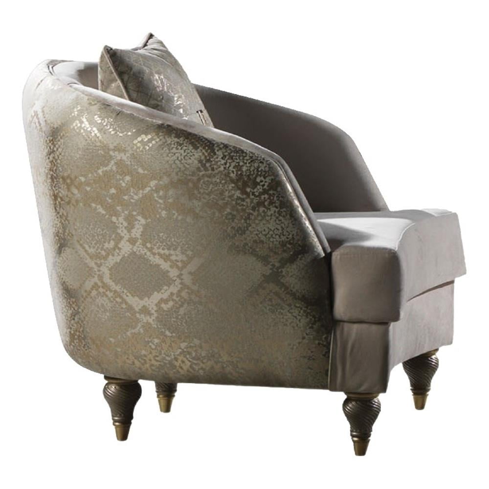 Beyan Signature Lima 34" Velvet Accent Chair in Cream/Gold Finish ...