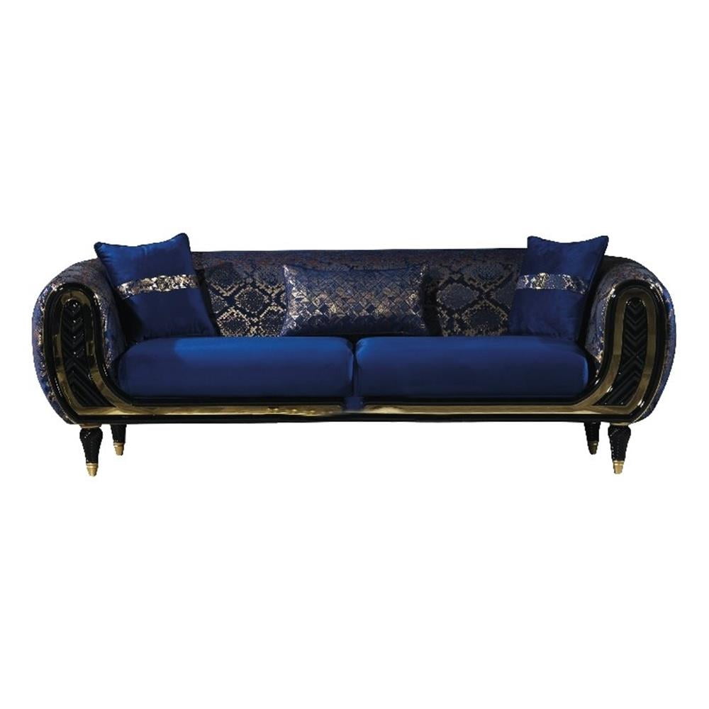 Beyan Signature Lima 91" Velvet Upholstered Sofa in Blue/Gold - Walmart.com