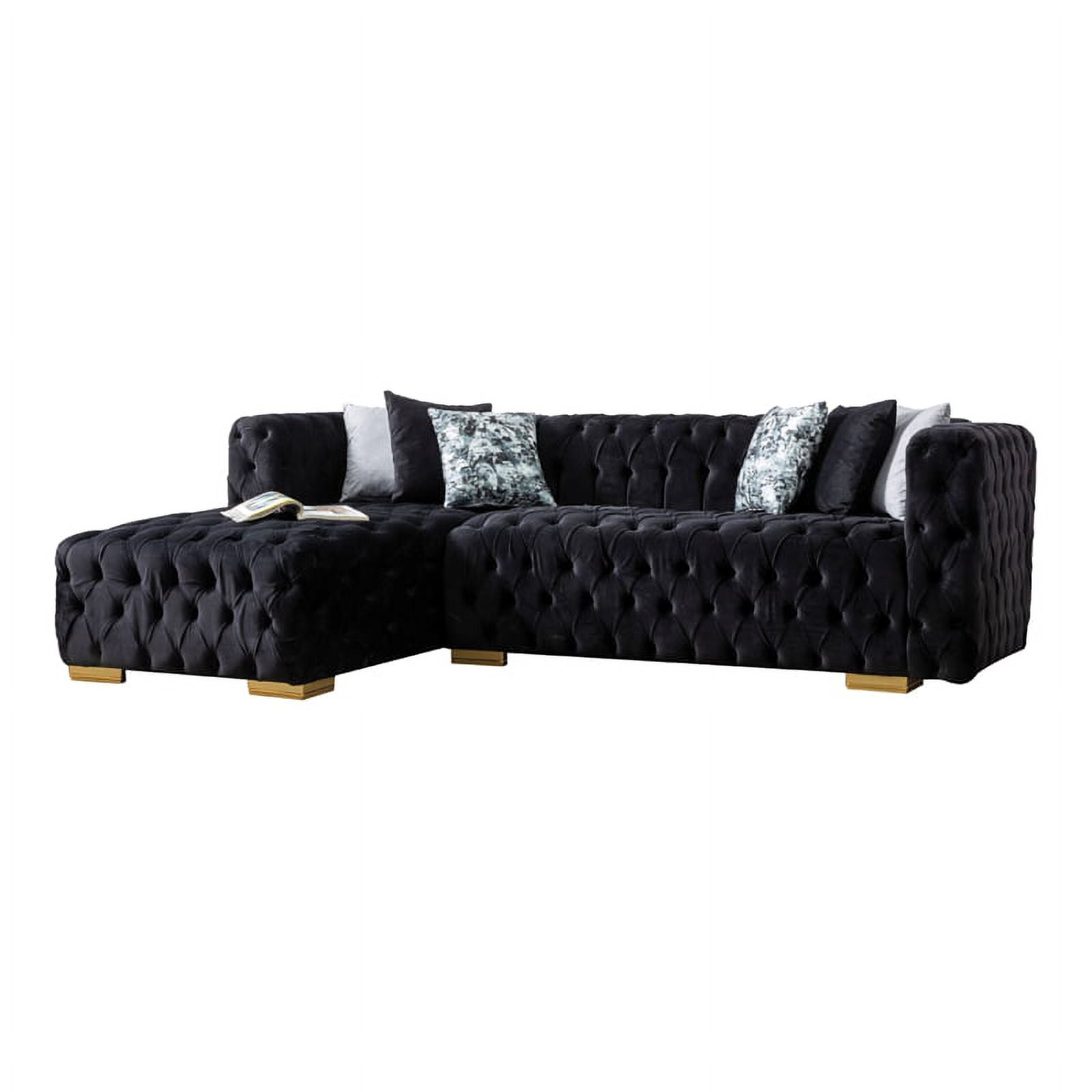 Beyan Signature Lyon 104" 2-Piece Velvet Sectional Sofa with Chaise in ...