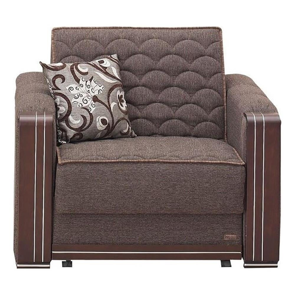 Beyan Signature Oregon 46" Microfiber Pull Out Sleeper Chair in Brown ...