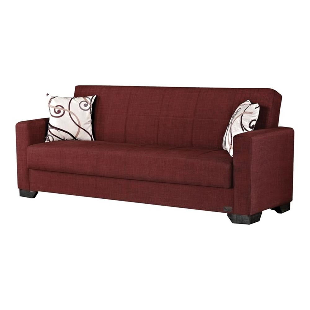 Beyan Signature Vermont 84" Fabric Convertible Sleeper Sofa in Burgundy ...