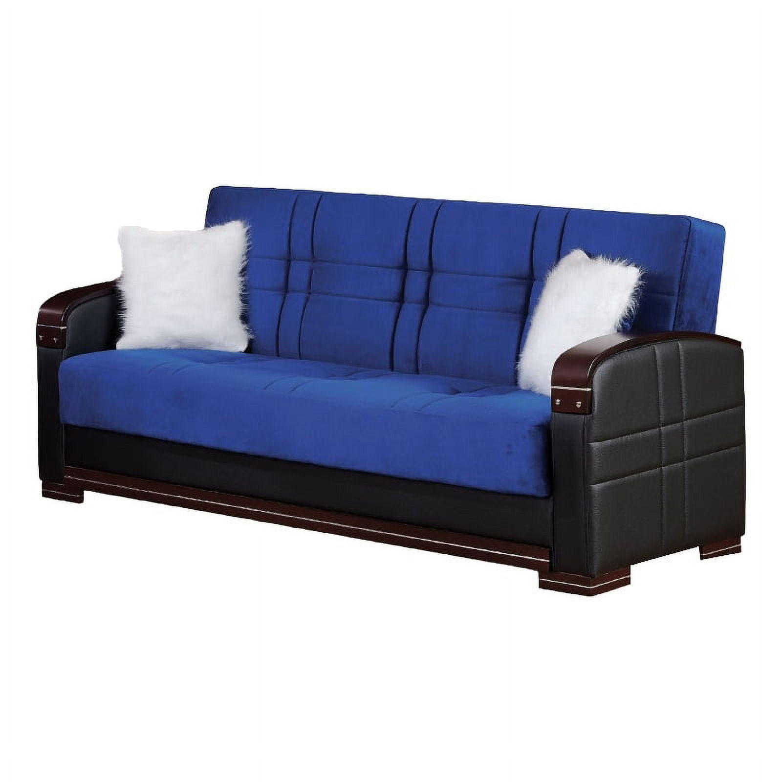 Beyan Signature Virginia 89" Chenille Convertible Sleeper Sofa in Blue ...