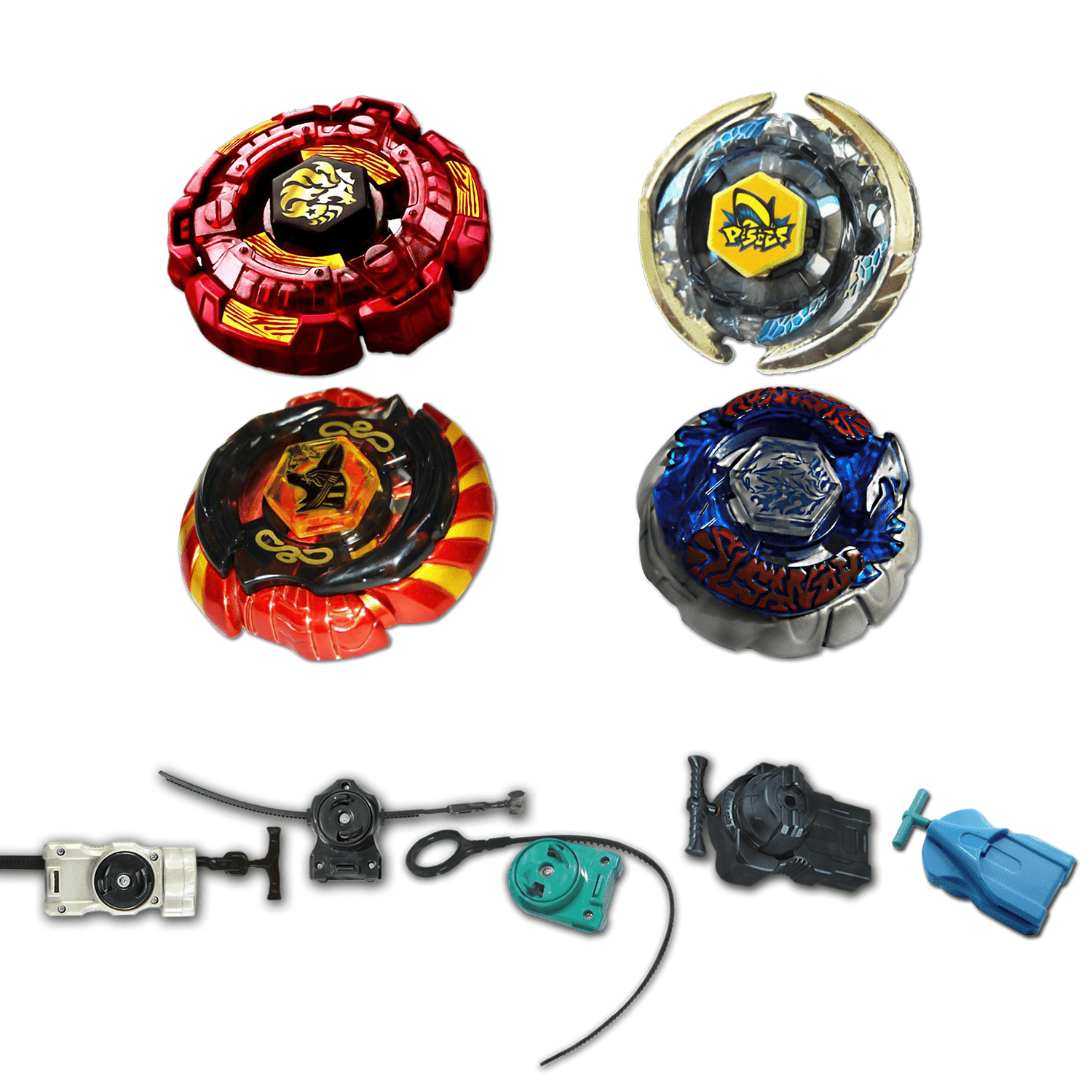 Beyblade 4 Pack Fang Leone Red BB-106, Pisces BB-83, Mercury Anubis Red ...