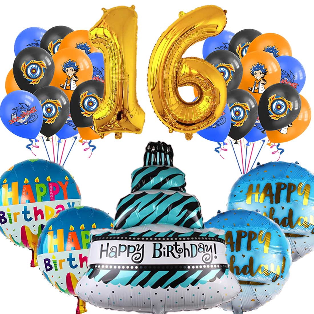 Beyblade Balloons Party Supplies 16th Big Number Decorations Decor Kit ...