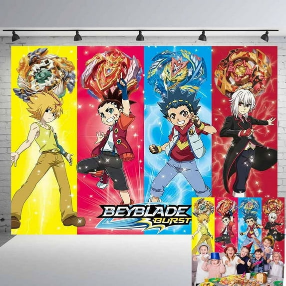 Beyblade Banner Backdrop Party Decor Supplies Decorations Cake Topper ...