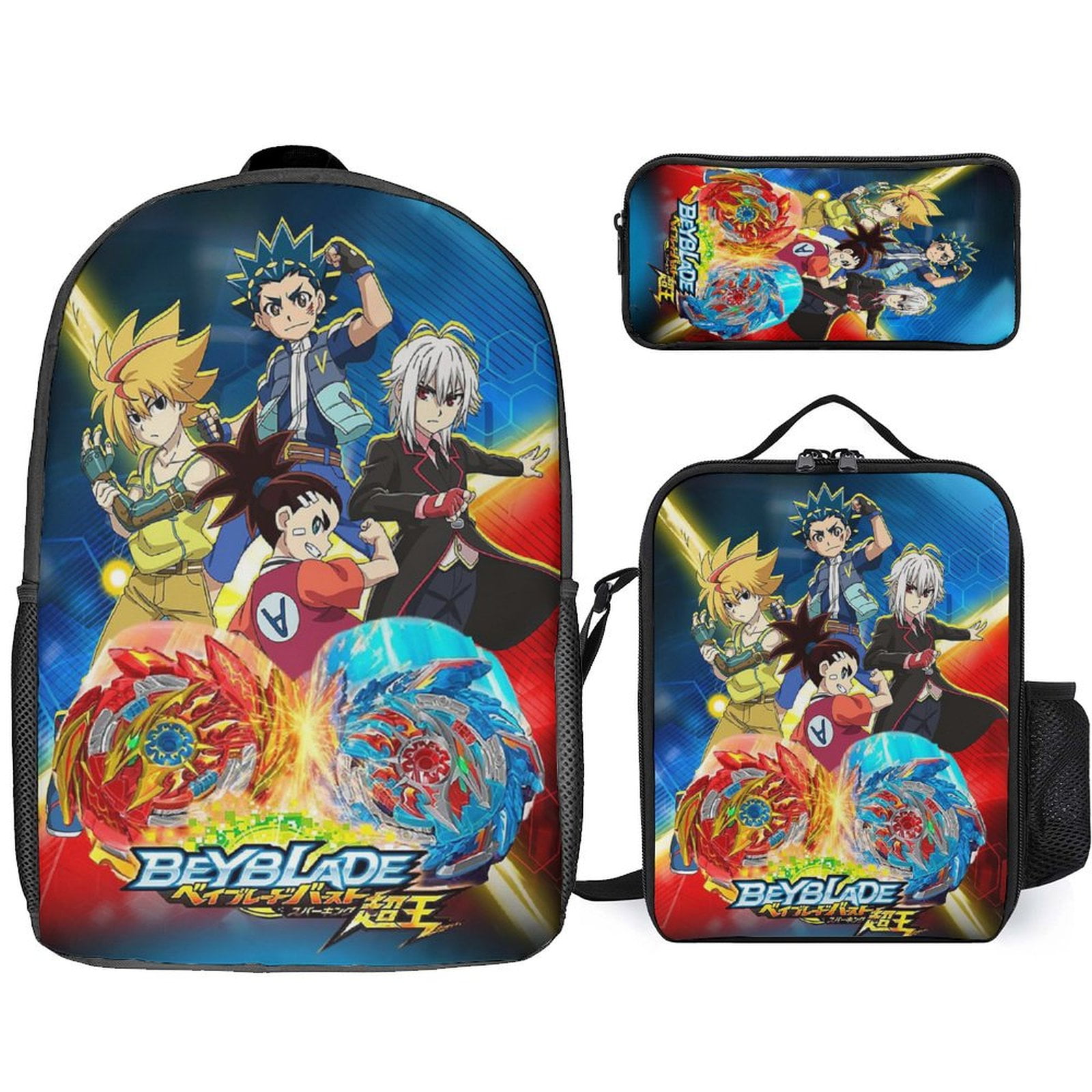 Beyblade Burst 17in Backpack 3 Piece Set Lightweight Shoulder Bag ...