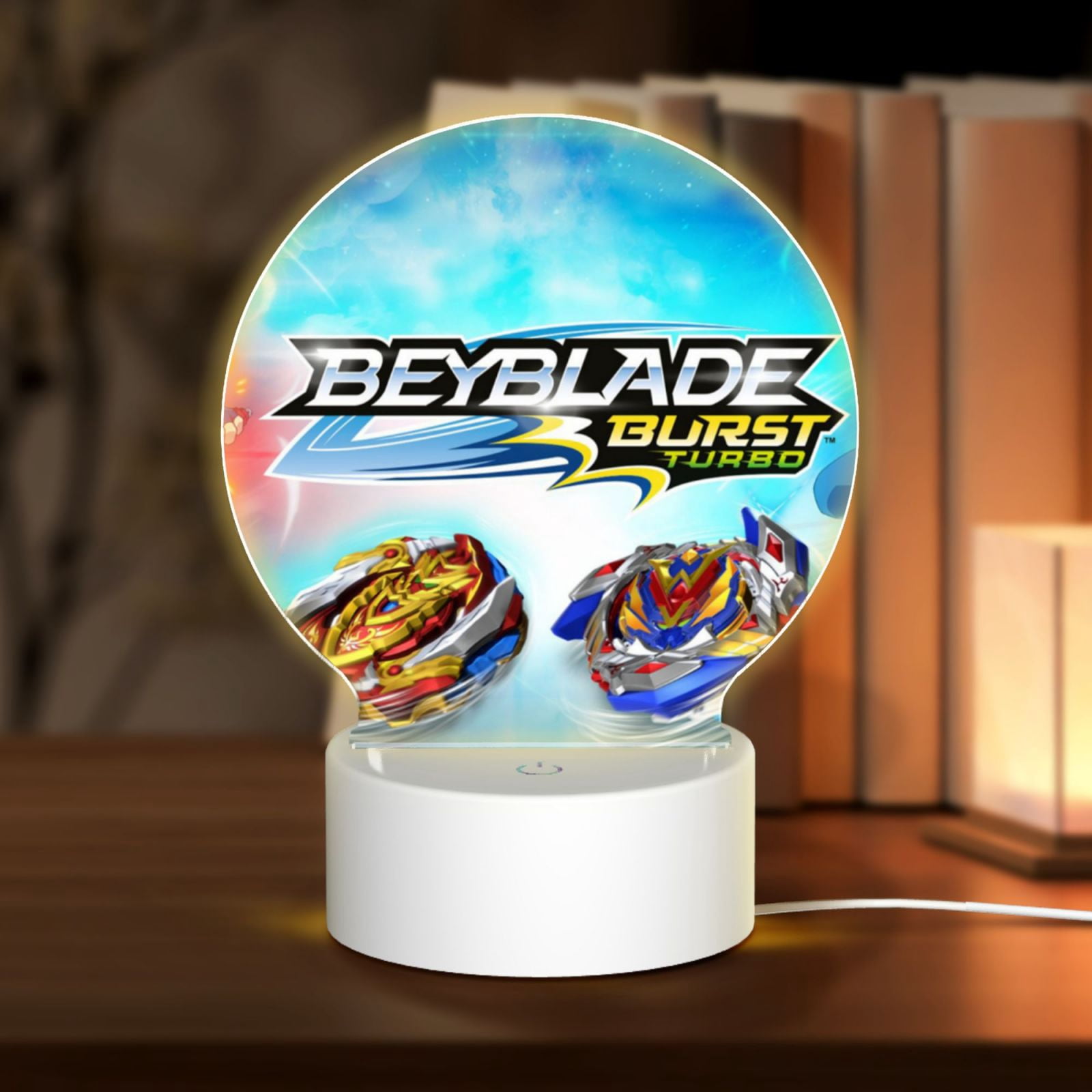Beyblade Burst Anime Round Acrylic Night Light Adjustable 3 Light Modes ...